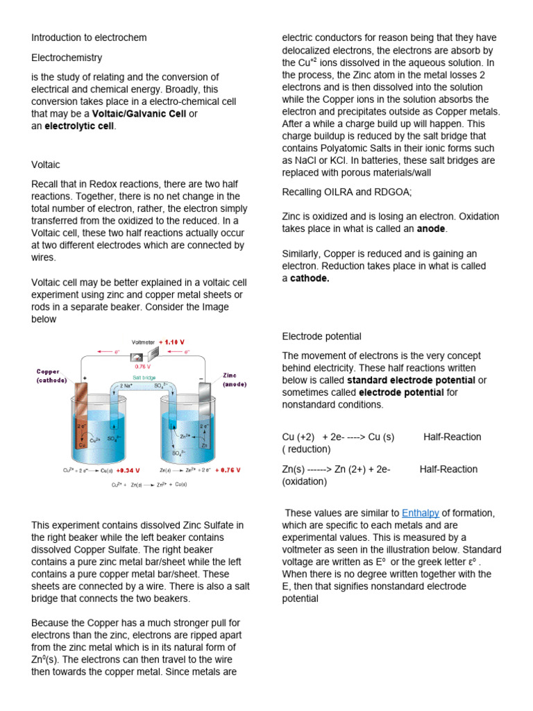 Introduction To Electrochemistry | PDF | Electrochemistry | Redox