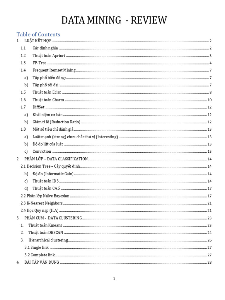 Data Mining Review 1 Pdf