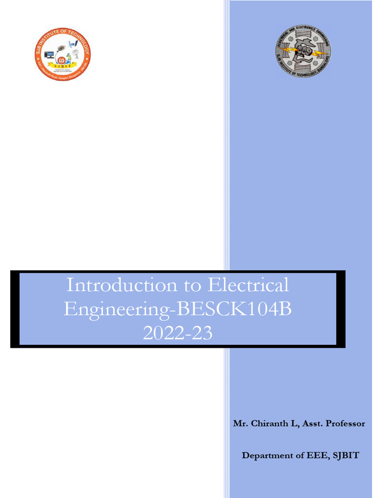 BESCK104B Electrical Engineering Syllabus | PDF | Electric Motor | Electrical Impedance