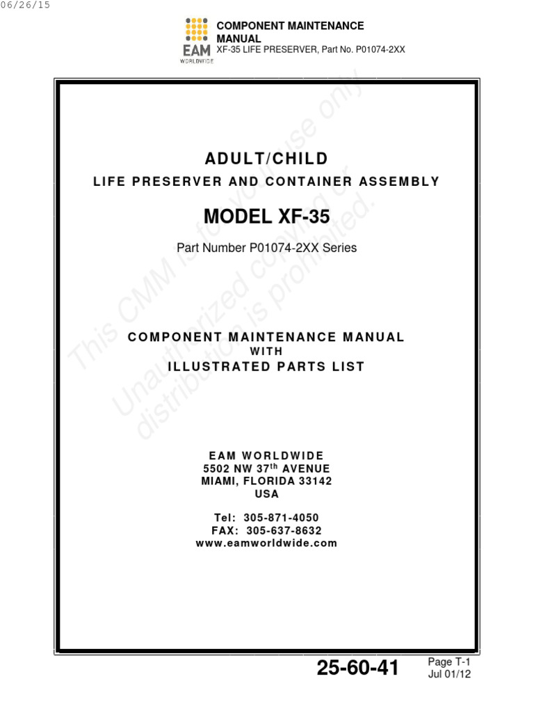 CMM 25-60-41 - Infant Life Vest P01074 Series | PDF