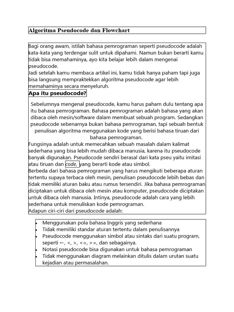 Algoritma Pseudocode Dan Flowchart | PDF Algoritma Pseudocode Dan Flowchart | PDF