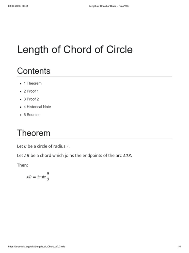 Length of Chord of Circle | Download Free PDF | Trigonometric Functions ...