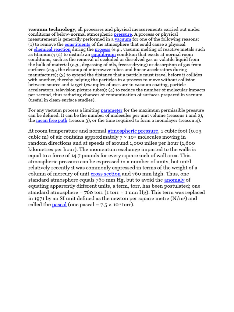 Vacuum Technology | PDF