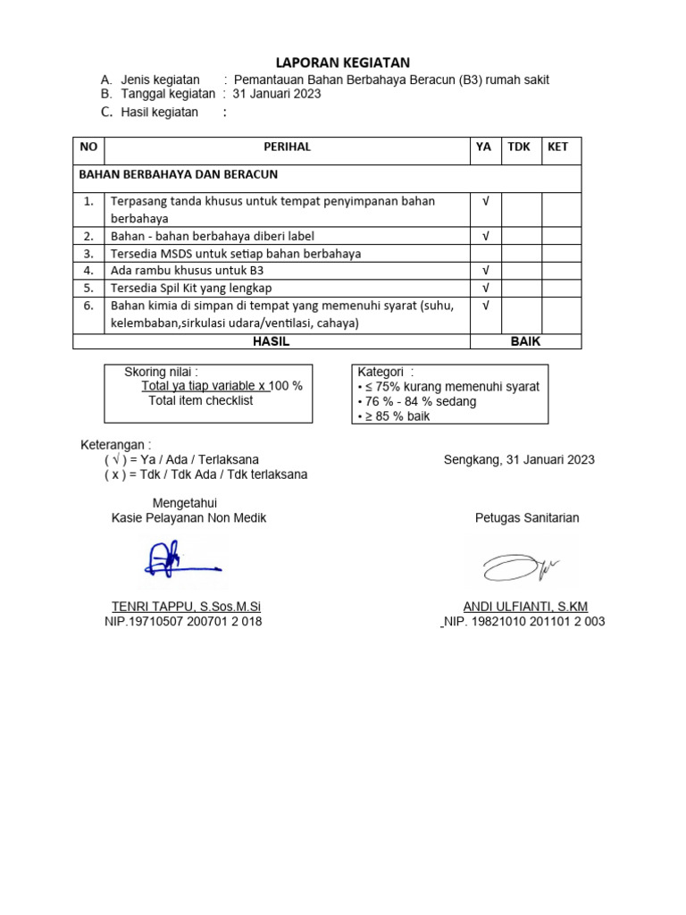 Bukti Ceklist Ekin 2023 b3 | PDF