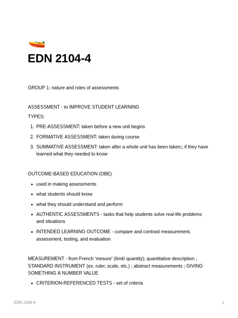 EDN 2104-4 Midterms | PDF | Educational Assessment | Learning