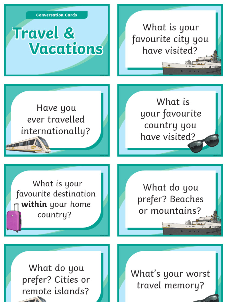ESL Conversation Starters Travel | PDF | English As A Second Or Foreign ...
