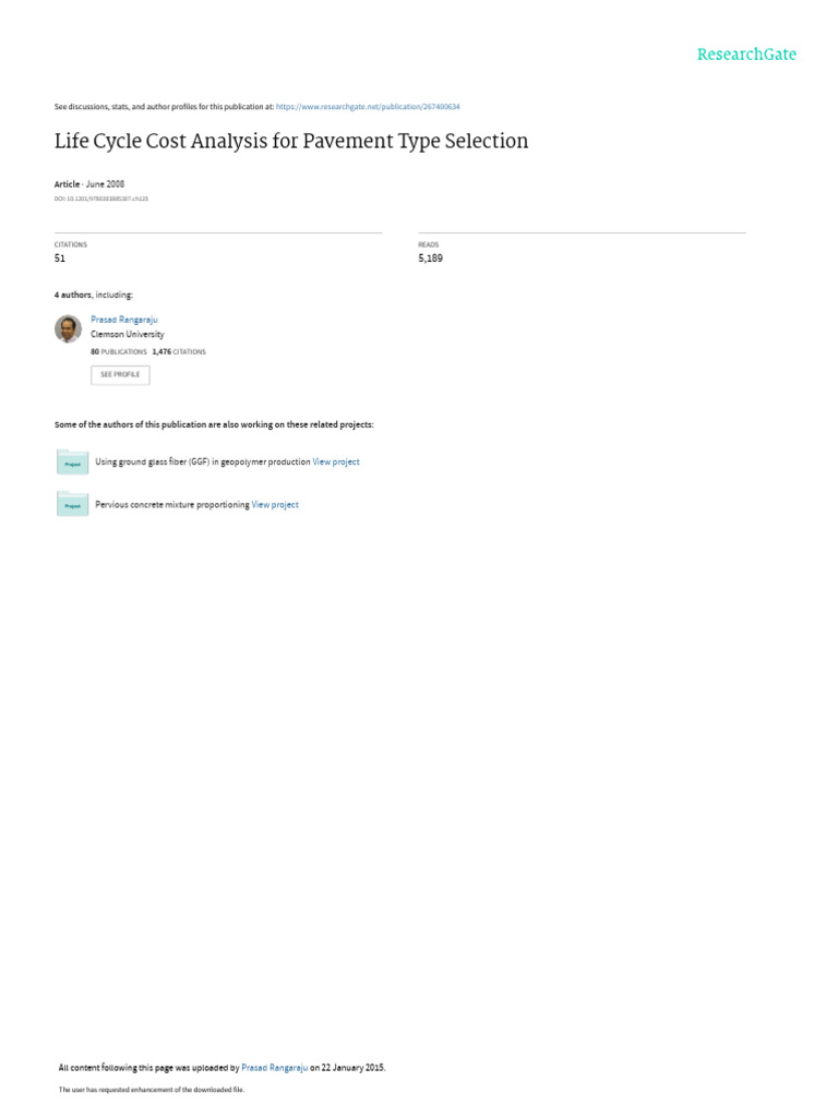 Life Cycle Cost Analysis For Pavement Type Selecti | PDF | Law ...