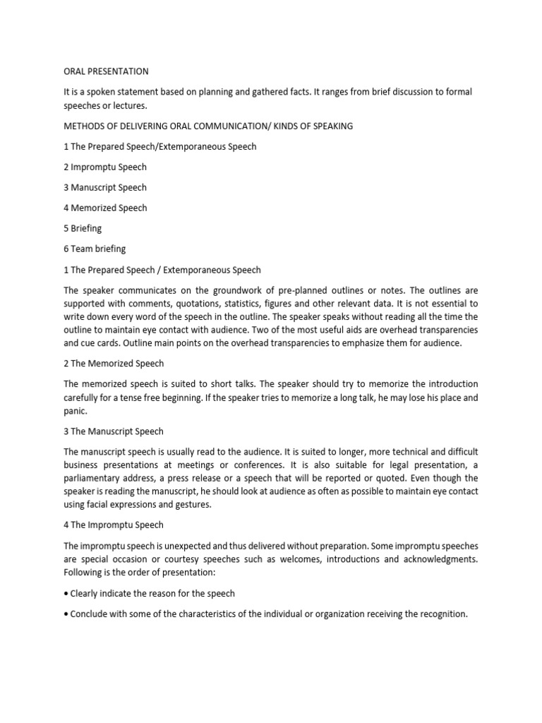 Oral Presentation 1 | PDF | Public Speaking | Speech