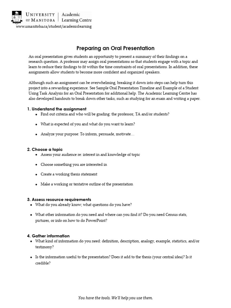 Preparing An Oral Presentation | PDF | Public Speaking | Statistics