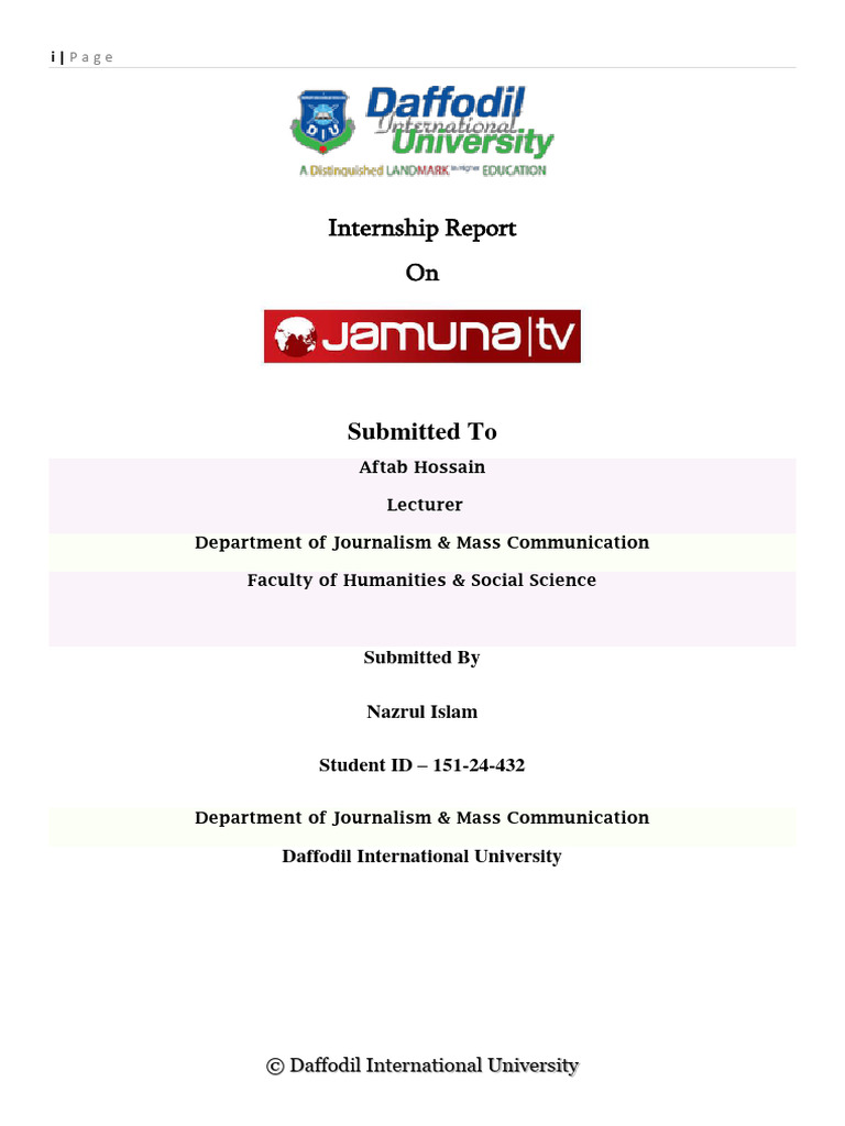 Internship Report at Jamuna Television | PDF | Internship | Job Hunting