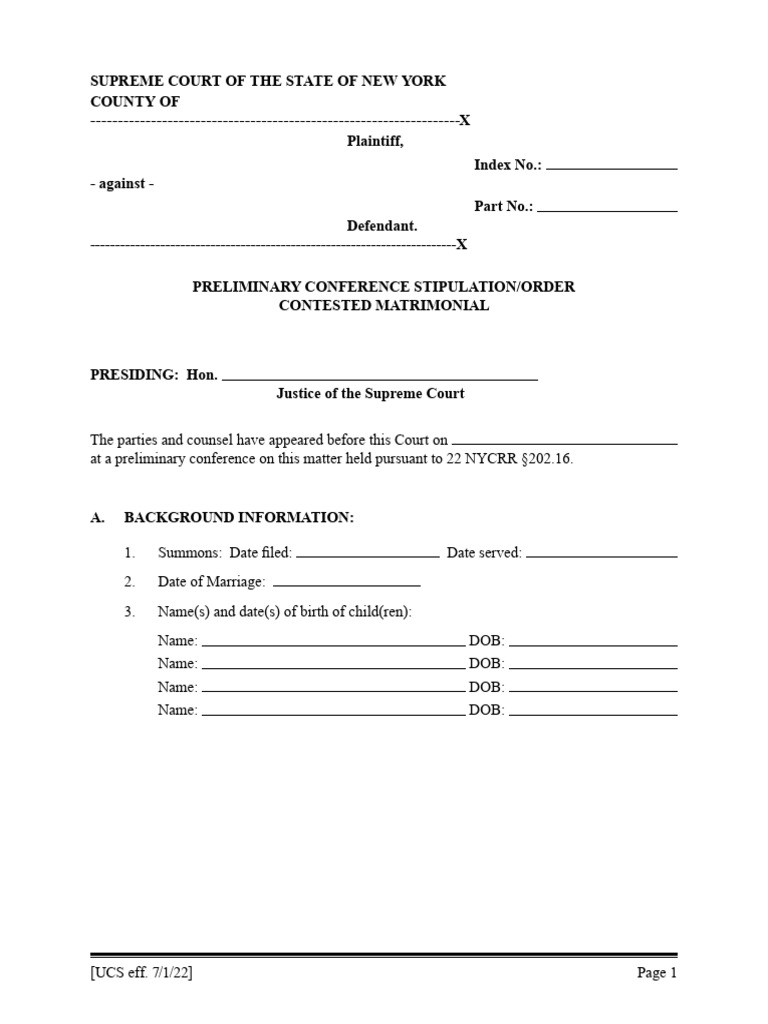 Fillable Preliminary Conference Order Eff. 7.1.22 | Download Free PDF ...