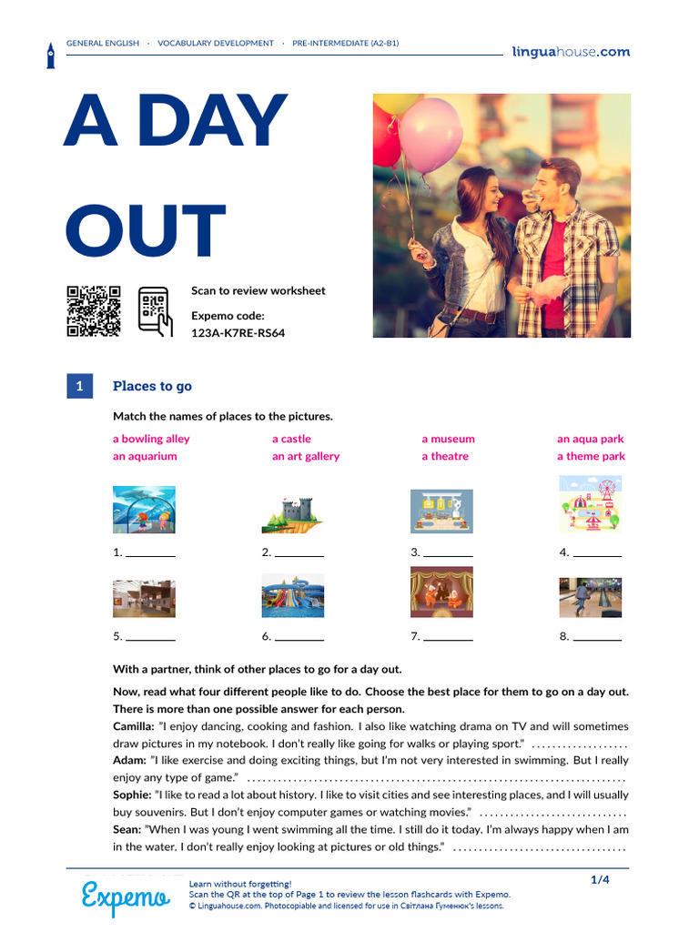 Vocabulary for Day Out Activities | PDF