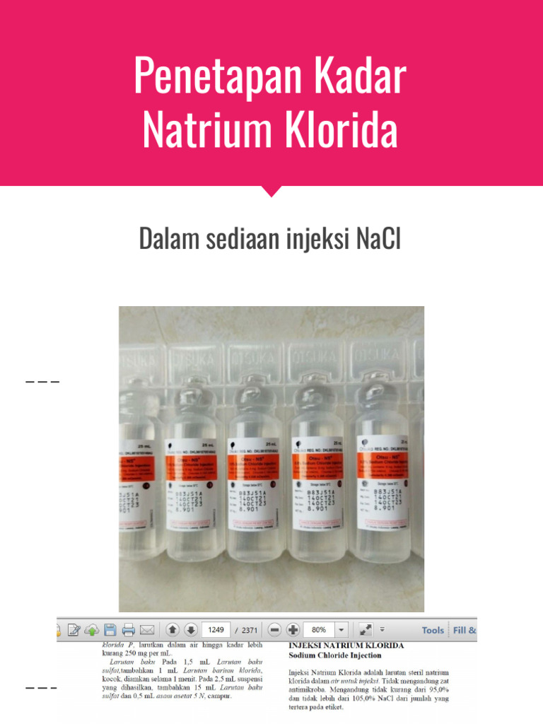Penetapan Kadar NaCl dalam Injeksi | PDF | Metode & Bahan Ajar | Griya & Taman