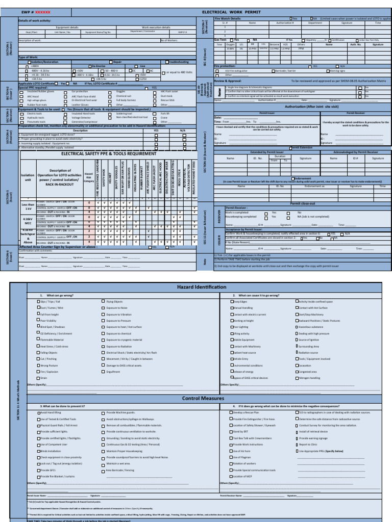 Electrical Work Permit | PDF | Chemical Substances | Chemistry