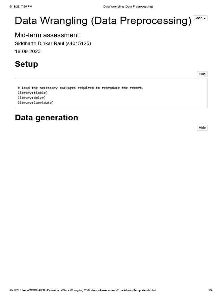 Data Wrangling (Data Preprocessing) | PDF