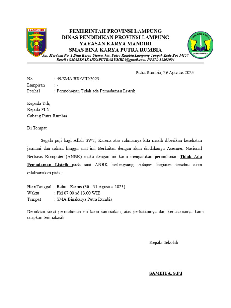 Surat Pln Pdf