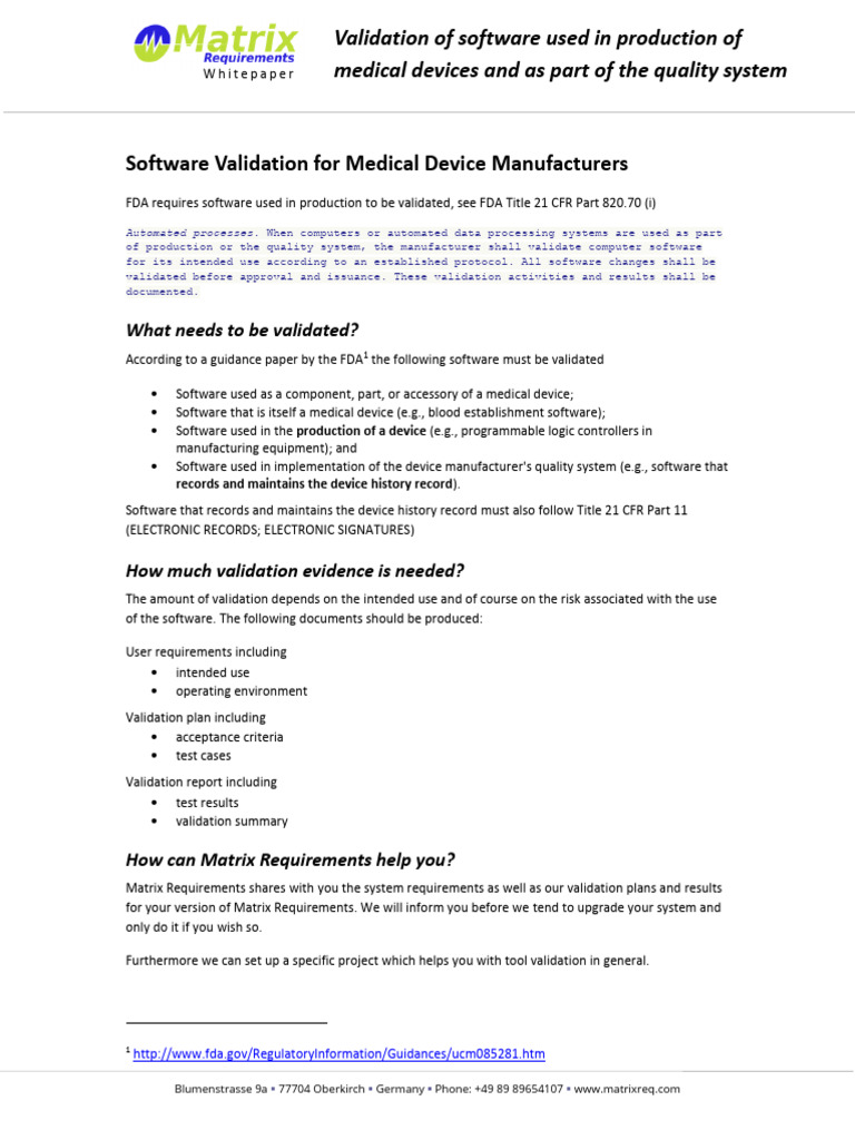 White Paper Software Validation | PDF | Technology & Engineering
