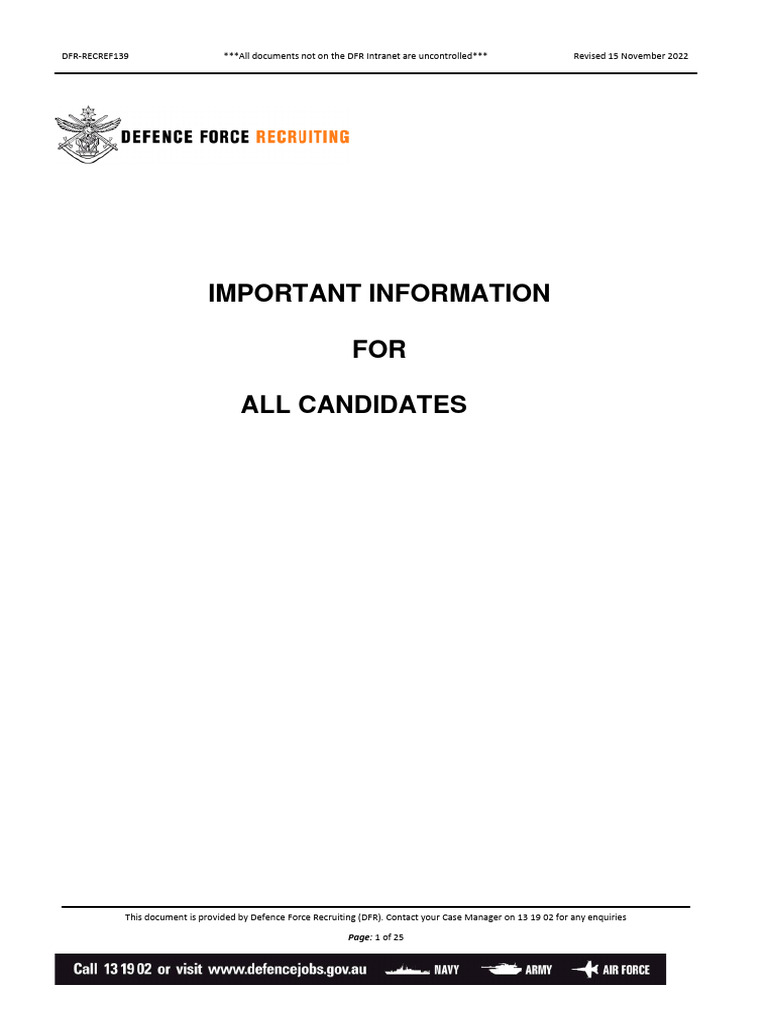 ADF Candidate Information Guide | PDF | Australian Defence Force