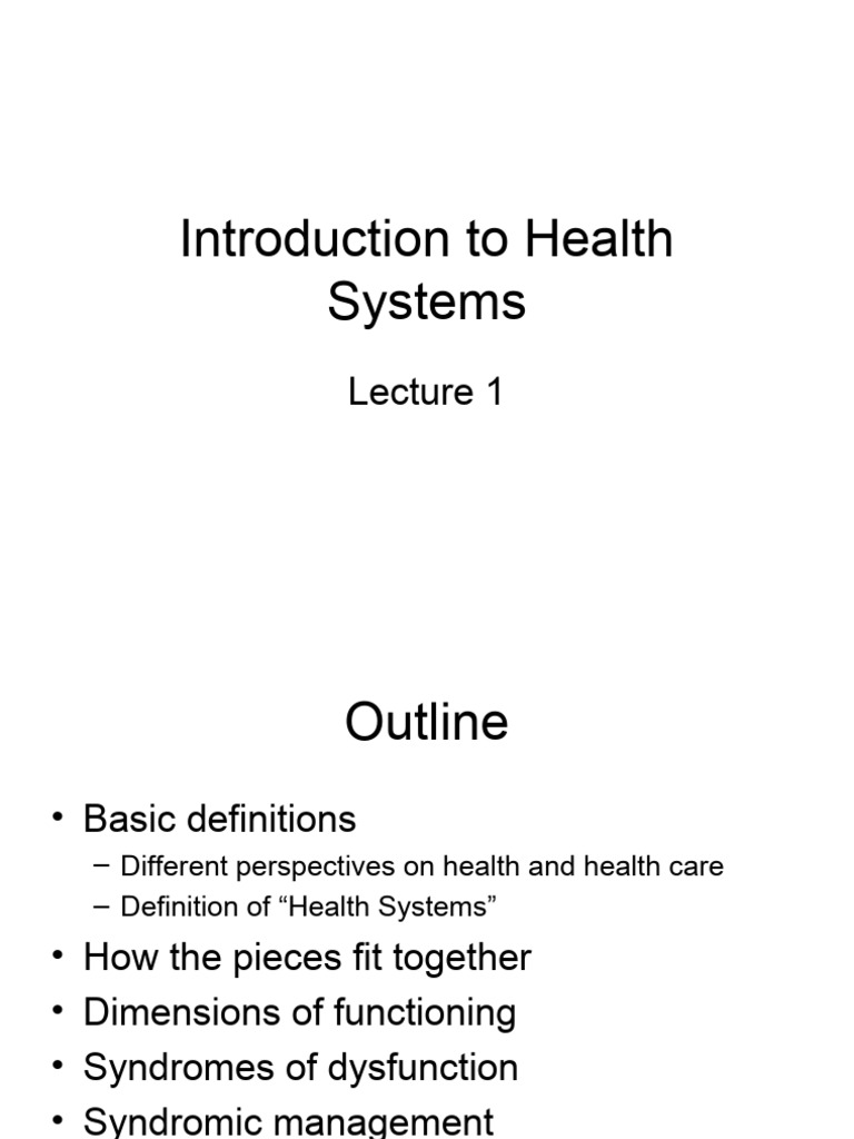 Unit 1 - Introduction To Health Systems | PDF | Health System | Institution