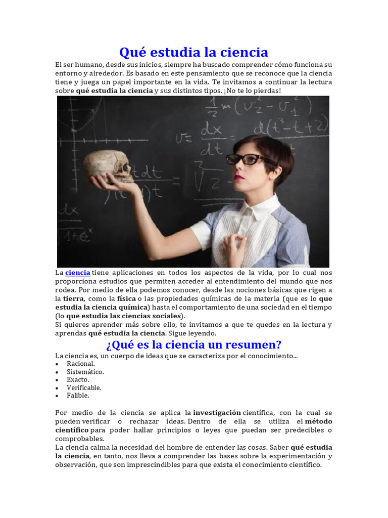 Qué Estudia La Ciencia | Descargar gratis PDF | Science | Ciencias Sociales
