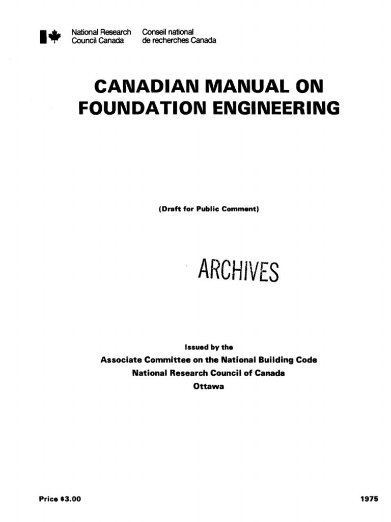 Canadian Manual On Foundation Engineering | PDF | Deep Foundation ... Canadian Manual On Foundation Engineering | PDF | Deep Foundation ...