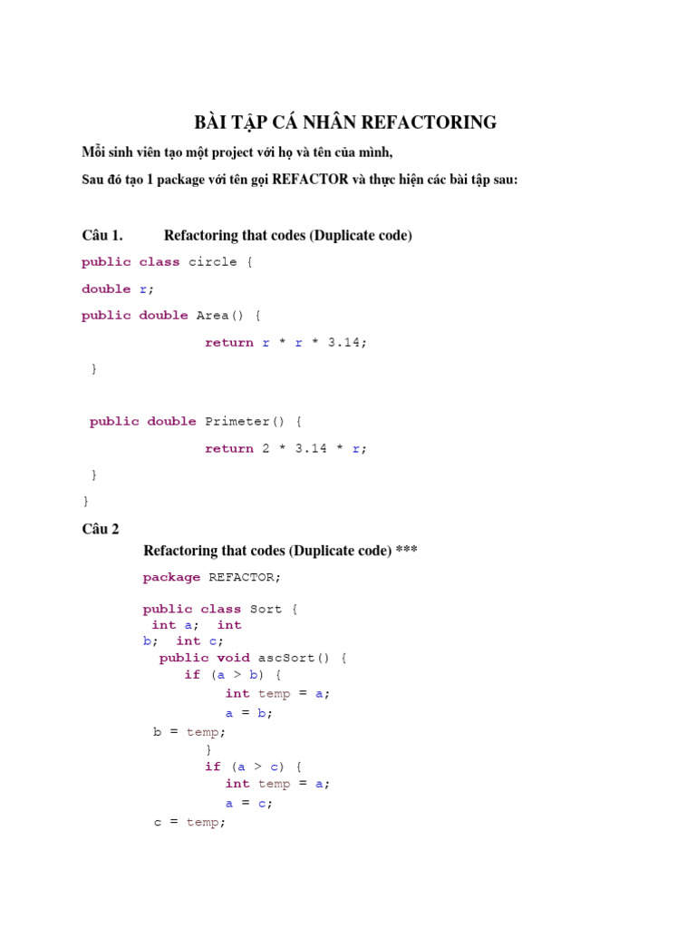 Bai Thuc Hanh Danh Cho Sinh Vien-Refactoring | PDF
