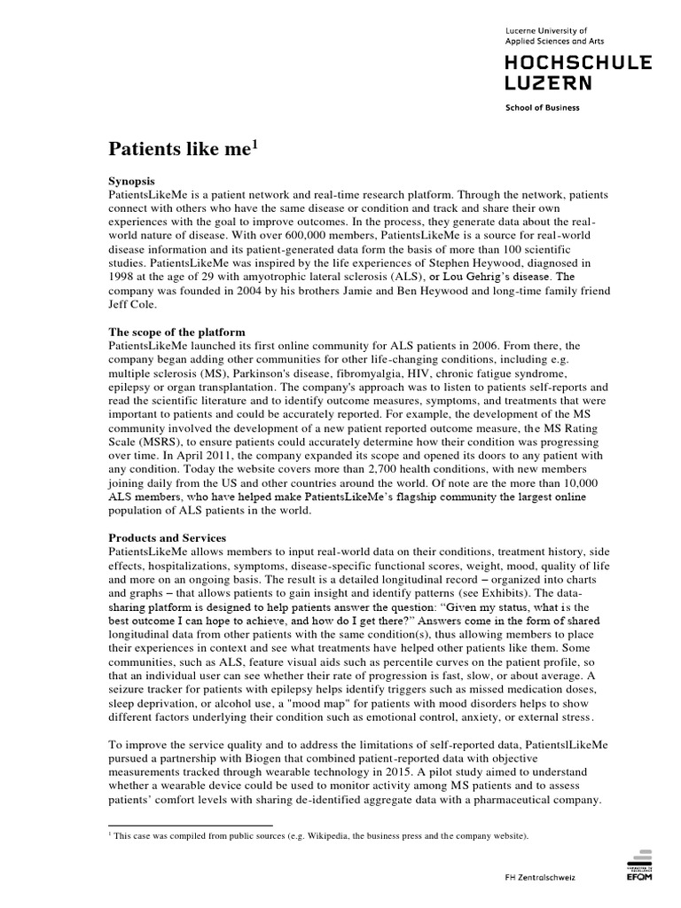 PatientsLikeMe: A Patient Network Overview | PDF | Medicine | Health Care