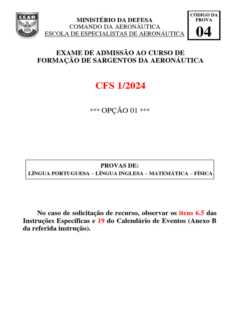 2023 Eear 1 Concurso Port Ing Mat Fis | PDF | Realidade