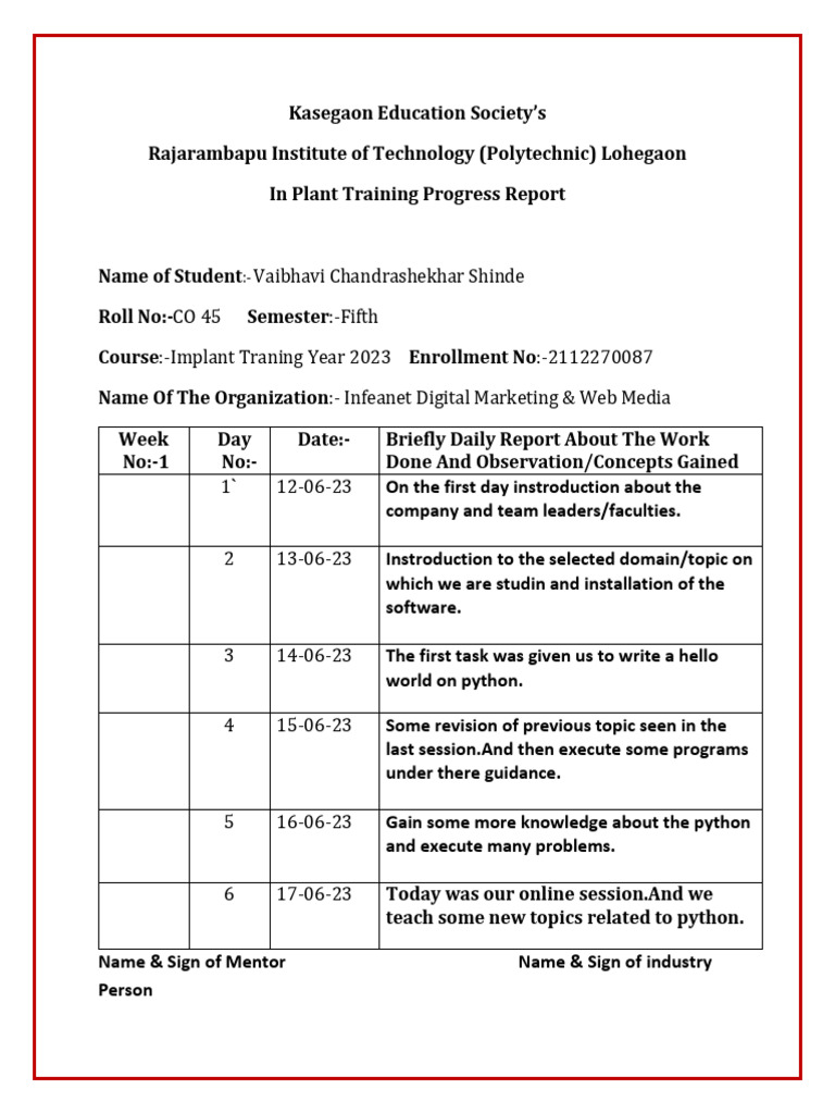 Internship Report Pdf Python Programming Language Computing 