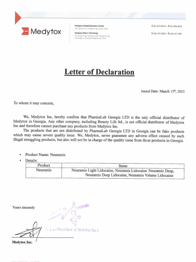 Letter of Declaration - 20230315 | PDF