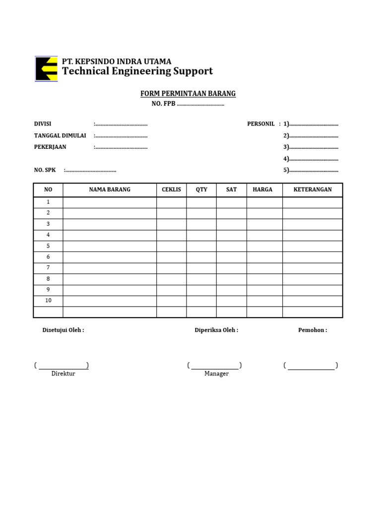 Form Permintaan Barang & SPK 2023 | PDF