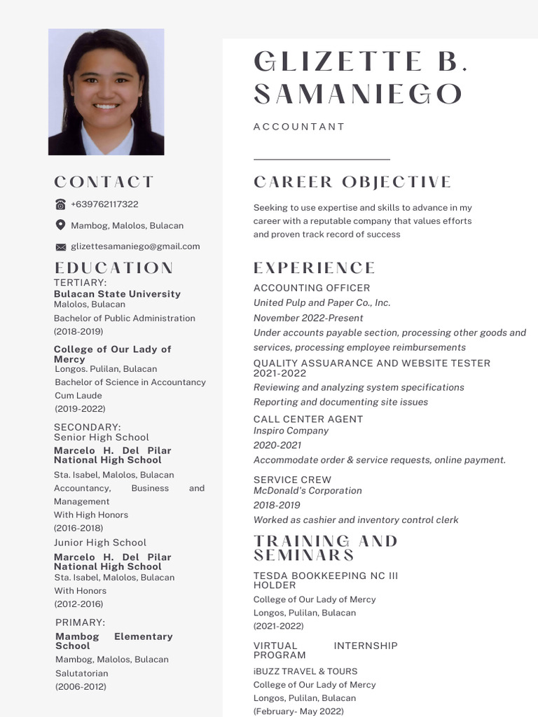 Samaniego Glizette Batino | PDF | Business