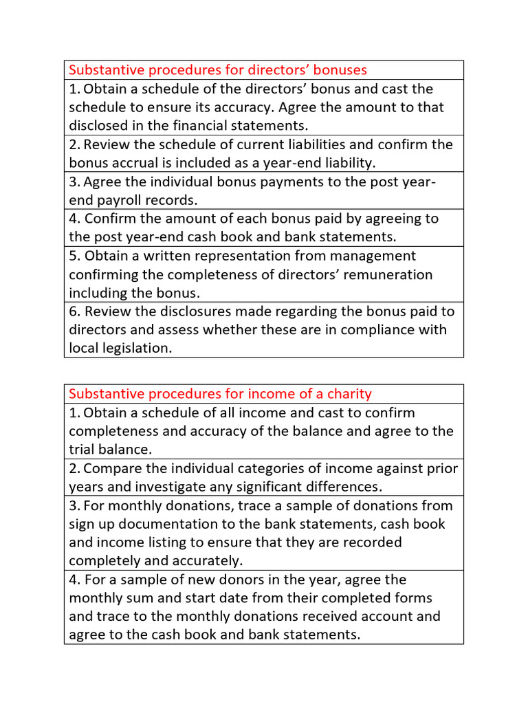 Substantive Audit Procedures Overview | PDF | Accounts Payable ...