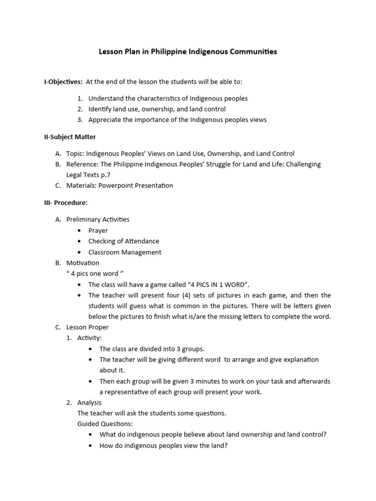 Alag - Lesson Plan | PDF | Lesson Plan | Indigenous Peoples