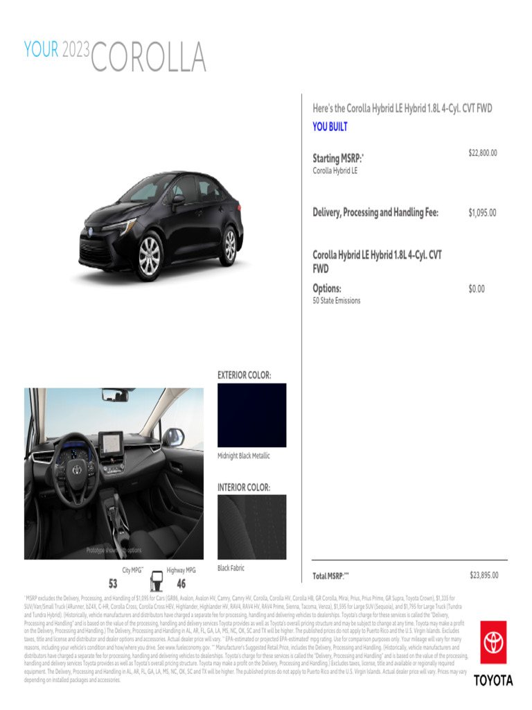 2023 Corolla | PDF | Toyota | Hybrid Electric Vehicle