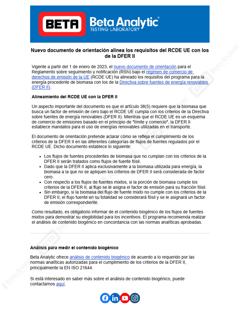 Nuevo Documento de Orientación Alinea Los Requisitos Del RCDE UE Con Los de La DFER II - Beta ...