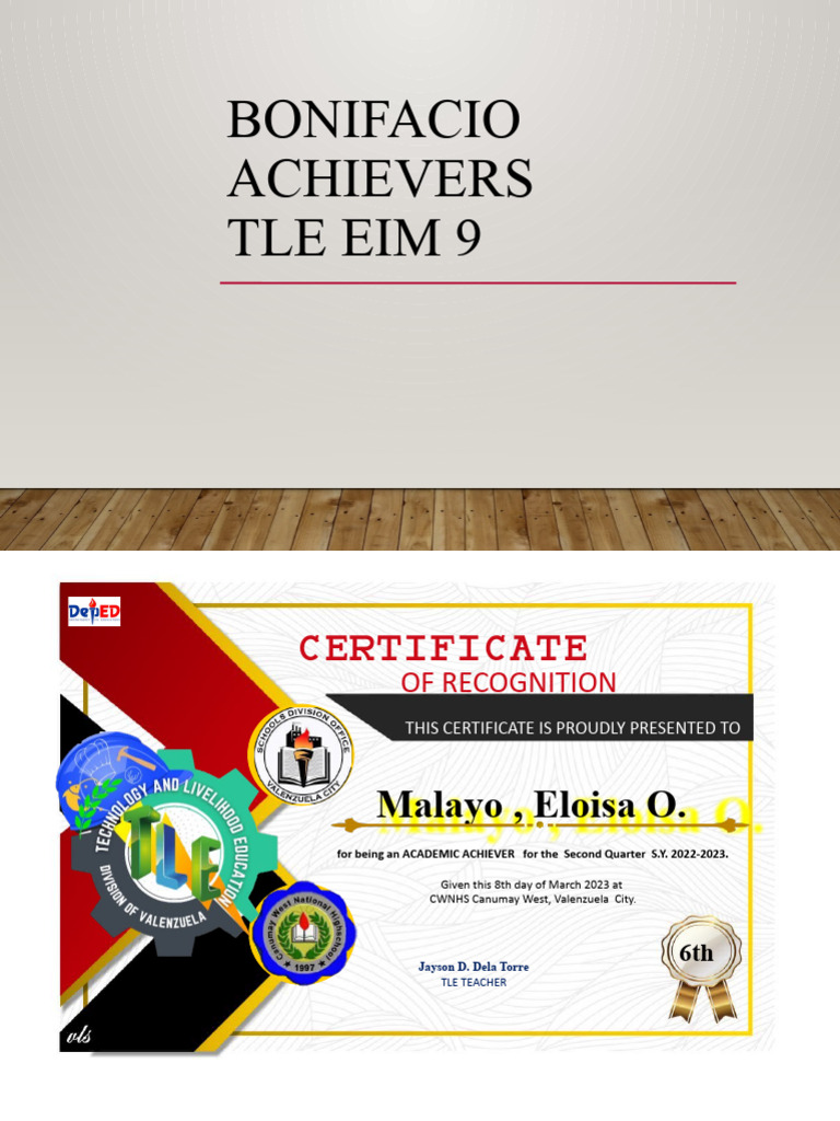 Certificate-Of-Recog Bonifacio | PDF | Sports & Recreation