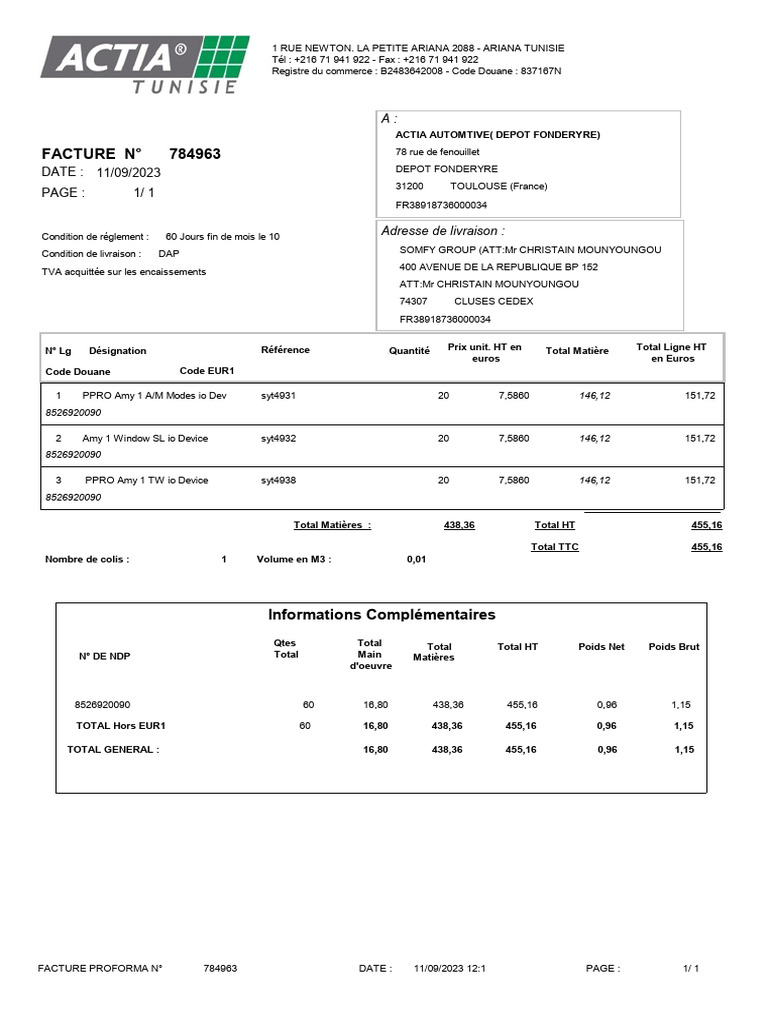 Facture Proforma N° 784963 | PDF | Commerce | Marché (Économie)