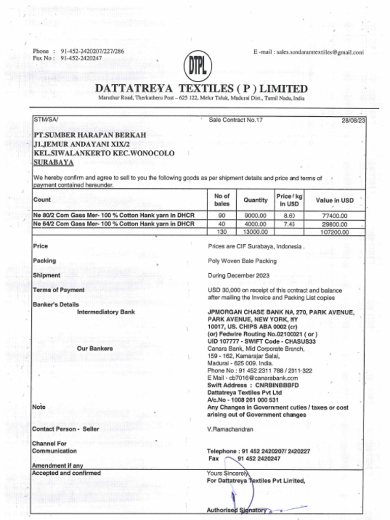 DTPL Sale Contract No 17 | PDF