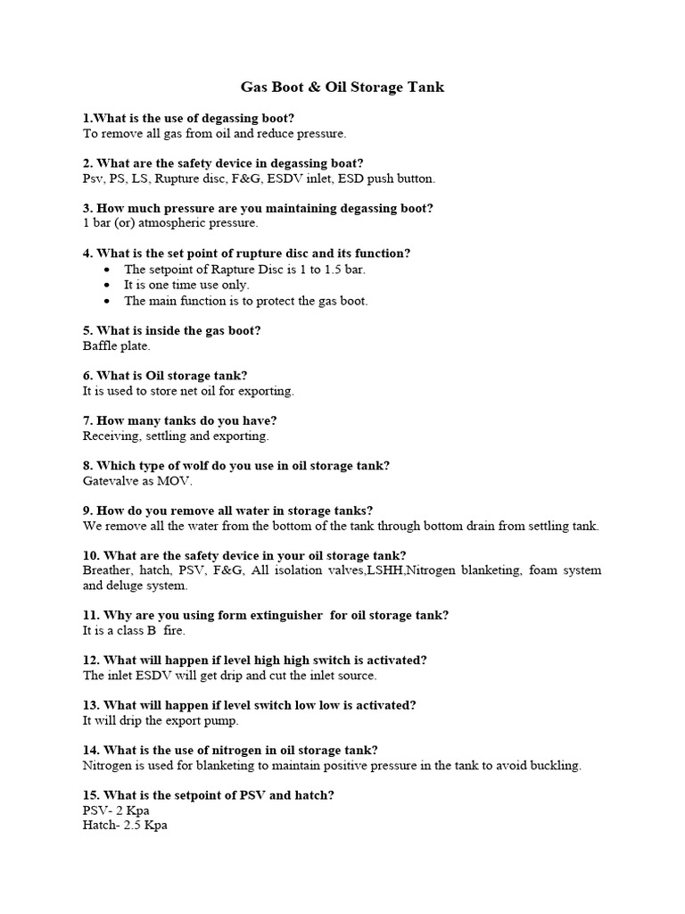 Gas Boot & Oil Storage Tank | PDF | Chemistry | Equipment