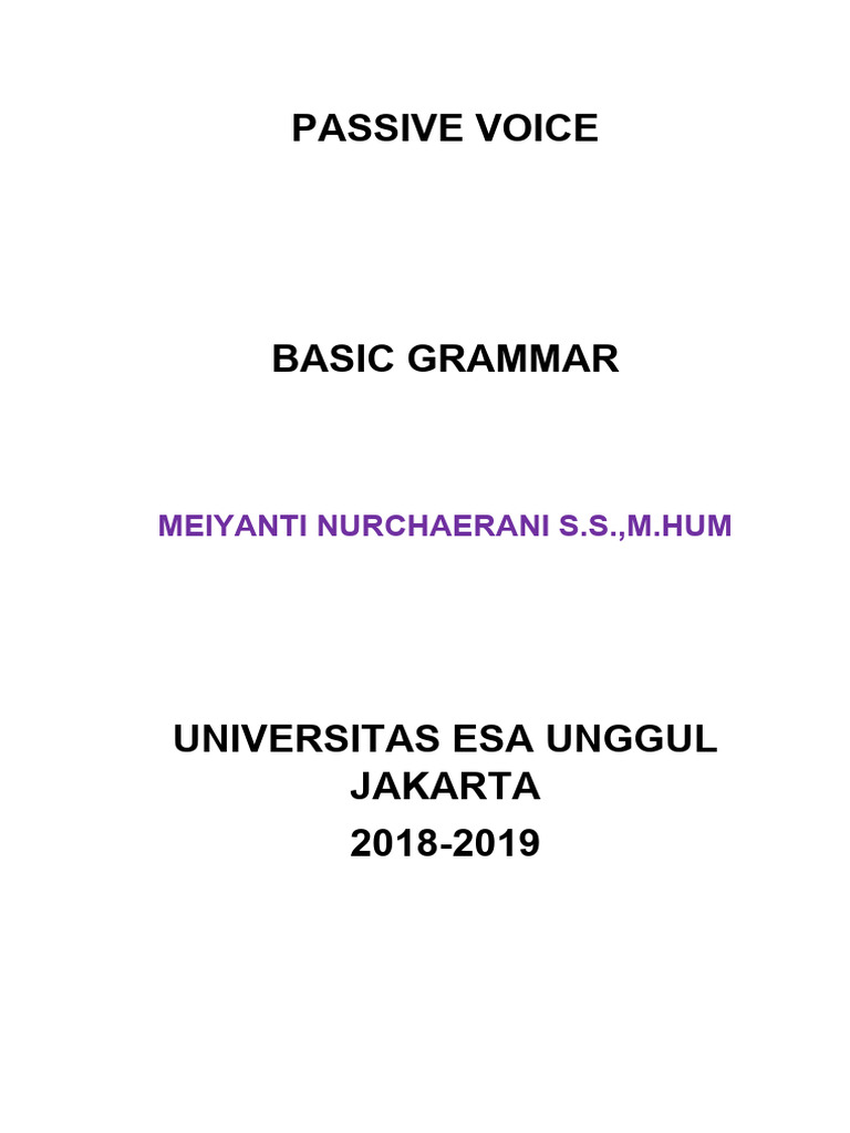 Passive Voice For Students | PDF | Verb | Perfect (Grammar)
