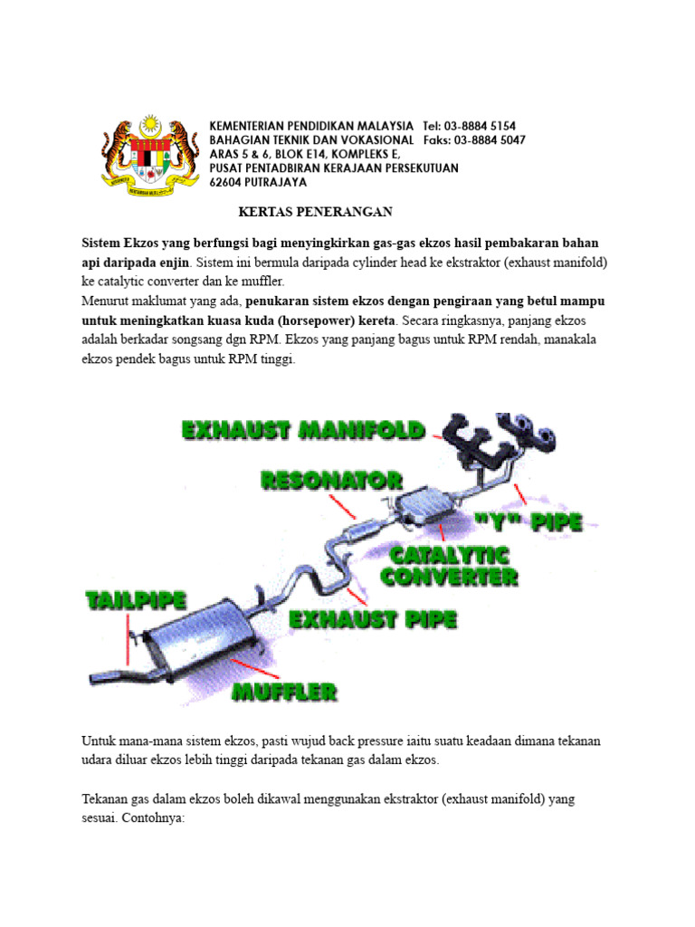 Sistem Ekzos Yang Berfungsi Bagi Menyingkirkan Gas | PDF | Teknologi ...