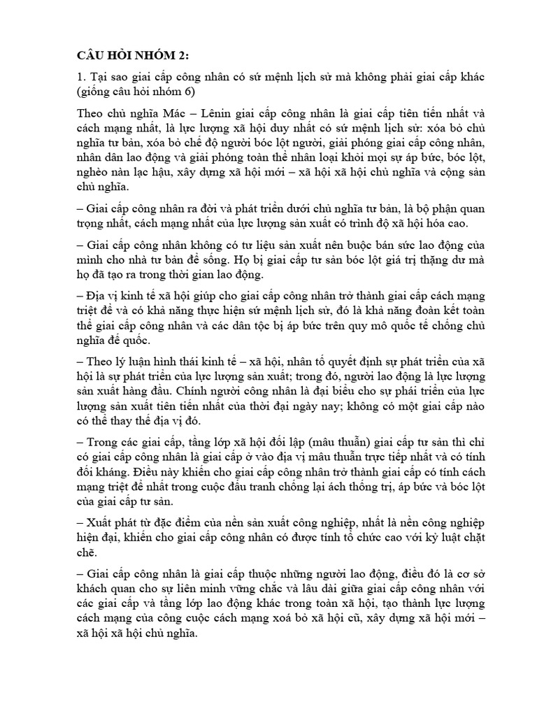 Câu hỏi nhóm 2 | PDF