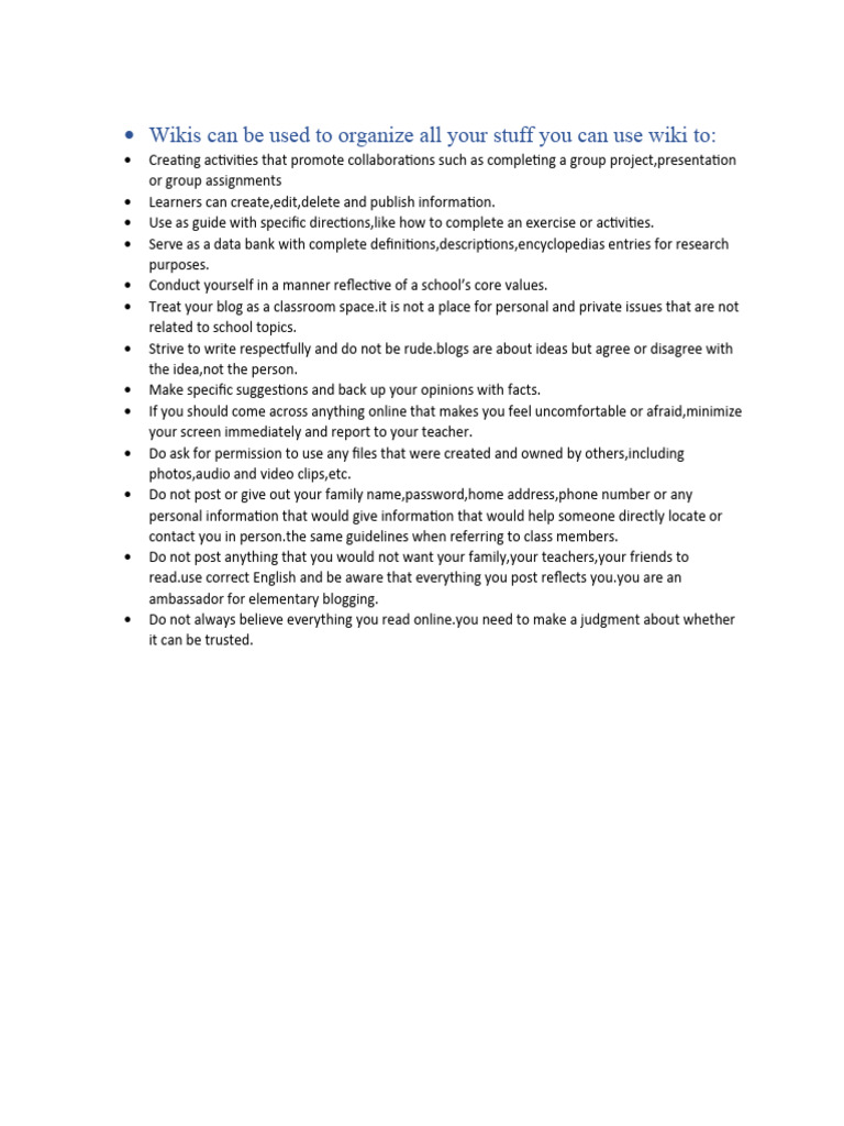 Wikis Can Be Used To Organize All Your Stuff You Can Use Wiki To | PDF ...