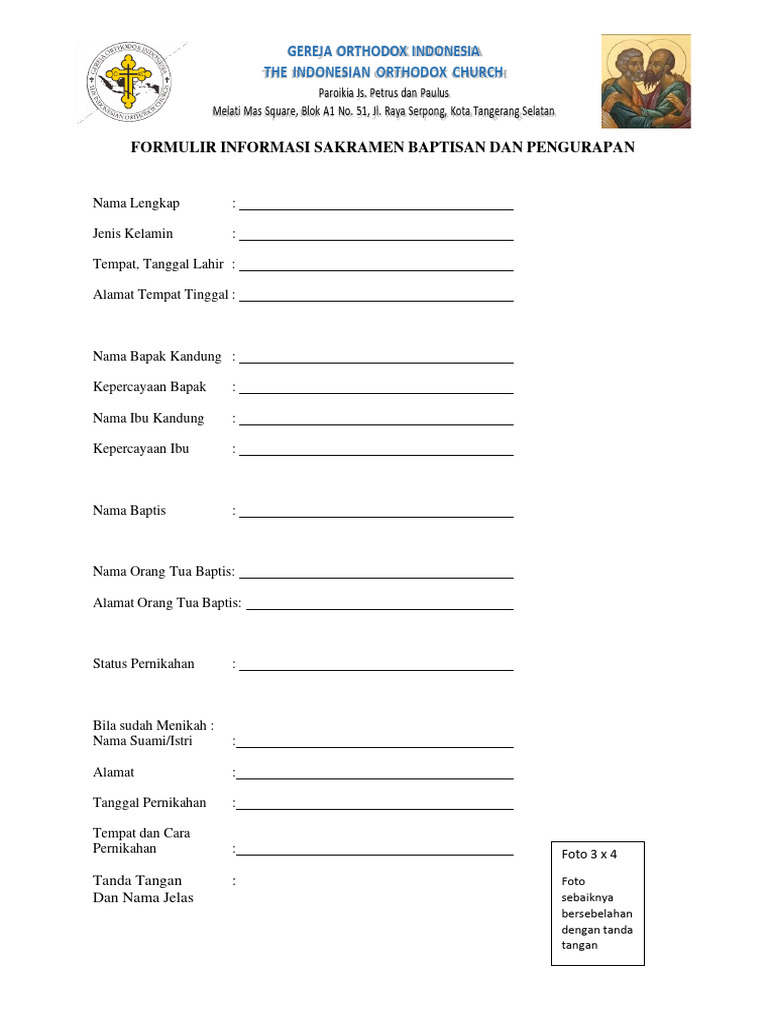 Formulir Baptis | PDF