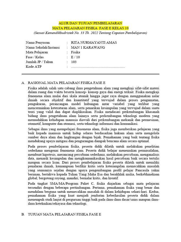 ATP Fase E - IPA (Fisika) | PDF