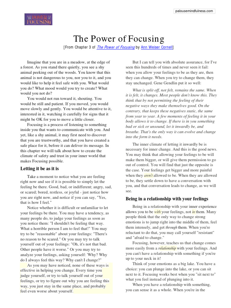 Power of Focusing | PDF | Anger | Feeling