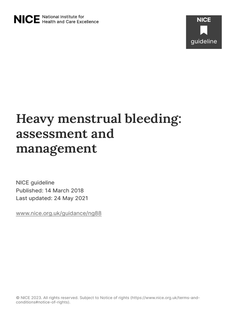 Heavy Menstrual Bleeding Assessment and Management PDF 1837701412549 ...