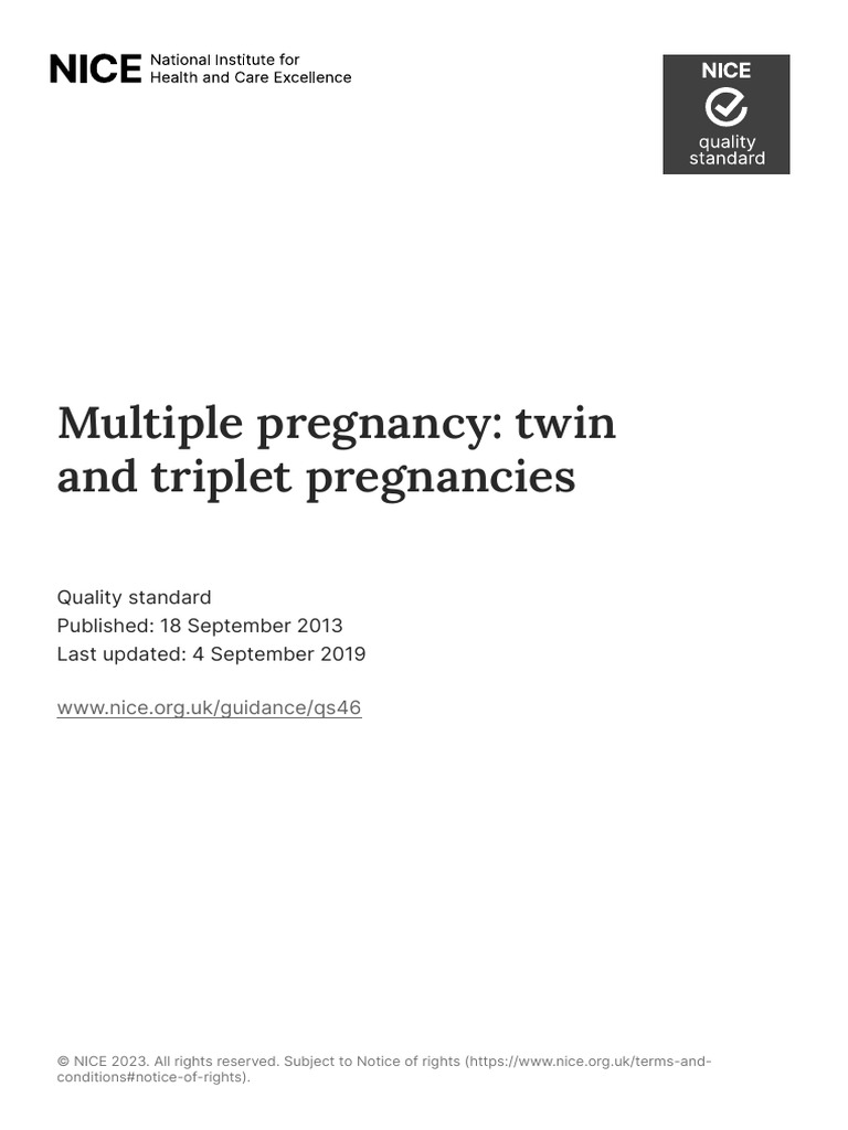 Quality Standards for Twin and Triplet Pregnancies | PDF | Multiple ...