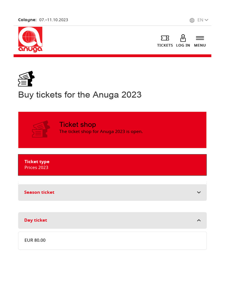 Buy Tickets - Anuga | PDF | Retail | Mobile App